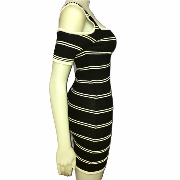 2B Bebe | Dresses | 2b Bebe Cold Shoulder Striped Bodycon Dress Xs ...
